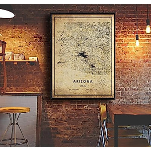 Arizona Map Print Arizona Map USA Map Art Arizona City Road Map Poster Vintage Gift Map