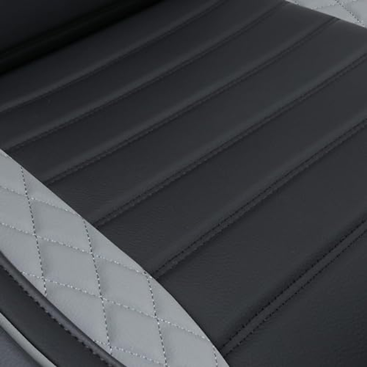 LUCKYMAN Club S08-QE Tacoma Seat Covers, Fit for 2005-2023 Tacoma Crew Cab SR SR5 TRD Sport TRD Off-Road PreRunner with Water Proof Faux Leather(Front Pair, Black&Gray 2 pcs)