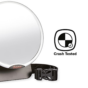 Diono Easy View Baby Car Mirror, Safety Car Seat Mirror for Rear Facing Infant, Fully Adjustable with 360 Rotation, Wide Crystal Clear View, Shatterproof, Crash Tested