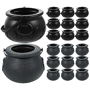 LUOZZY 24pcs Mini Candy Cauldron Kettles Halloween Candy Bucket with Handle Halloween Party Decoration