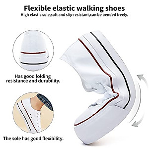 hash bubbie Womens Platform Shoes White Platform Sneakers Black Low Top Tennis Shoes Lace up Fashion Canvas Sneakers for Girls （White.US8）