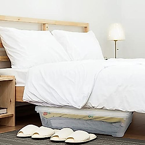 Xyskin 4 Packs 40 Quart Plastic Large Under Bed Storage Box, Clear Storage Bin with Wheels