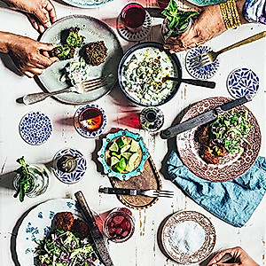 AD Set of 6 Coasters for Drinks Absorbing Round Ceramic Stone Coaster with Cork Base,Tabletop Protection Mat for Mugs and Cups,Office,Kitchen (Indigo Blue)