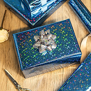 Merture 17 In X 32.8 Ft (46.5 sq.ft.) Holographic Space Wrapping Paper Roll, Blue Gift Wrap with Shining Galaxy Design for Birthday, Christmas, Father's Day, Halloween