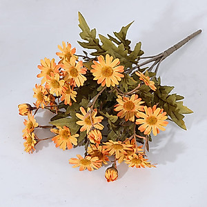 2 Pcs Artificial Flowers, Artificial Daisy Flowers Bulk 14 Inches Long Artificial Silk Flowers Bouquet Realistic Fake Flowers for Wedding Bouquets Home Party Office Grave Christmas Decor(Orange)
