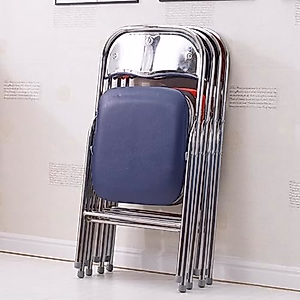 EDLE Electroplating Folding Chair,Home Reclining Chair,Dining Chair,Office Conference Chair,for Home,Office (Color : Black)