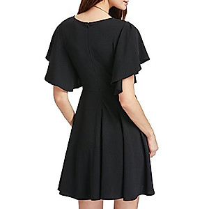 Romwe Women's Stretchy A Line Swing Flared Skater Cocktail Party Dress Black M