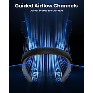 SHEWIND Portable Neck Fan - Bladeless LED Displayed Personal Fans 4000mAh 10W Fast Rechargeable - Wearable 3 Speeds Cooler Birthday Gift for Men Women Outdoor Travel (Black)