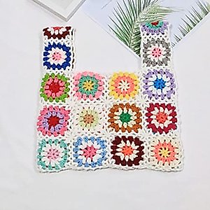 WYKDD Flower Crochet Wrist Bags for Women Handbags Women's Shoulder Bags Handmade Hollow Waistlets Purses Small Tote (Color : Black, Size : 1)