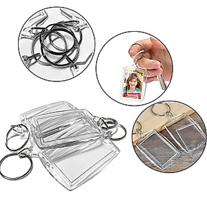 BetterJonny 20Pcs Acrylic picture Keychain Blanks Photo Keychain Clear in Photo Keychain Acrylic Picture Frame Keyrings (Rectangle)