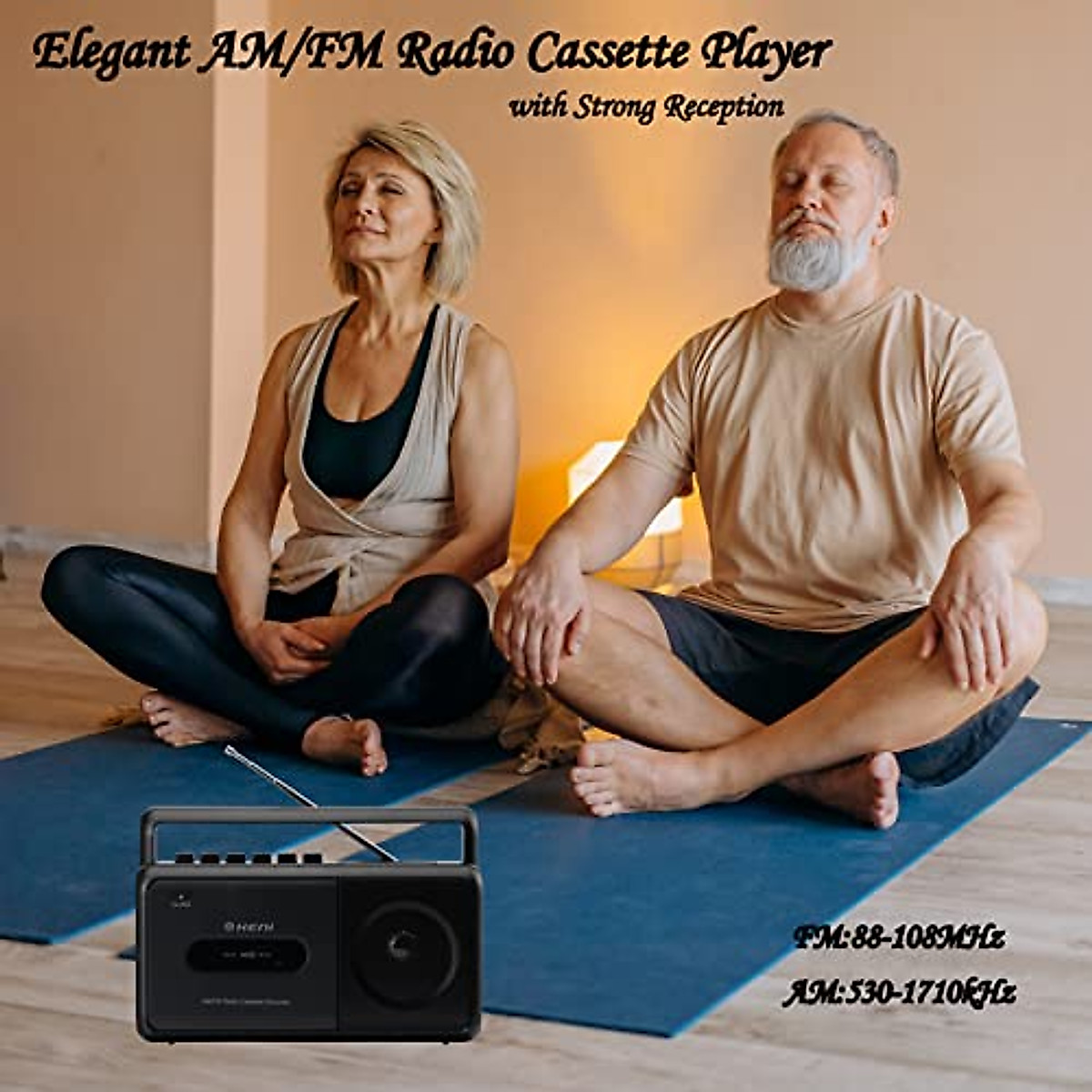 G Keni Portable Cassette Player Boombox AM/FM Radio Stereo, CasetteTape Player Recorder with Earphone Jack Battery Operated or AC Powered