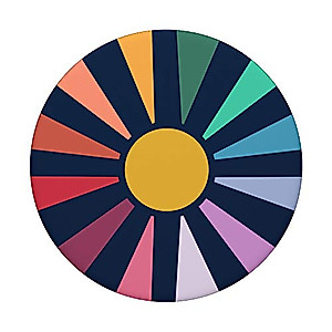 Rainbow Sunshine Circle colorful sun rays PopSockets Swappable PopGrip