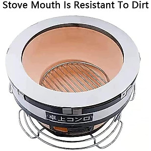 Yingm Japanese Round Yakatori Charcoal Grill/Ceramic Clay BBQ/Tabletop Barbecue Stove with Wire Mesh Grill for Backyard Outdoor Cooking