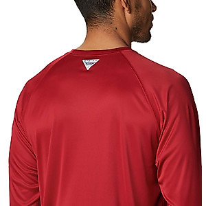 Columbia NCAA Alabama Crimson Tide Men's Terminal Tackle Long Sleeve Shirt, 6X Big, ALA - Red Velvet/White