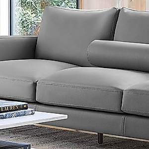 YESHOMY Rivet Mid-Century Upholstered Modern Sofa Couch, Loveseat with Sturdy Wooden Feet, No Assembly Required, 77" W, Gray Breathable Leather