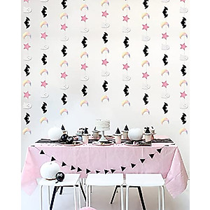 5 Pcs Halloween Moon Bat Ghost Star Garland Pink Black Halloween Garland for Pink and Black Kids' Halloween Party Supplies Decorations