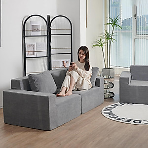 N&V Foam Sofa, Made with All Foam, Great for Livingroon and Bedroom (Grey, Love Seat)