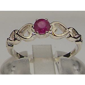 LetsBuyGold 925 Sterling Silver Real Genuine Ruby Womens Band Ring - Size 4