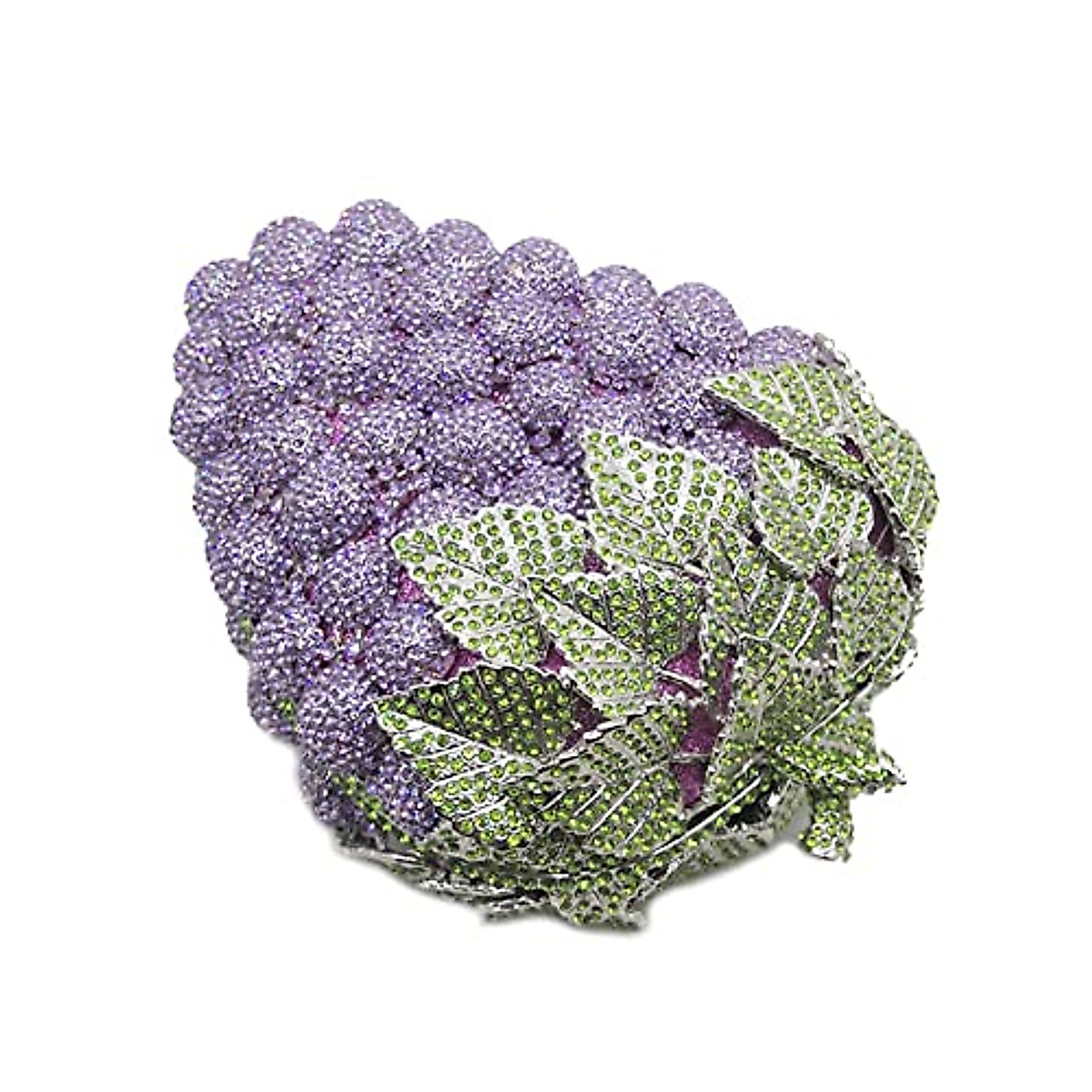Tngan Women Cute Grape Evening Clutch Sparkling Full Rhinestones Purse Banquet Prom Shoulder Bag, Lavender