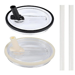 2 PCS 40 oz Replaceble Tumbler Flip Straw Lid for Stanley Cup With straw，Reusable Tumbler Cover, Spill Proof Splash Resistant Tumbler Lids (Black and White)