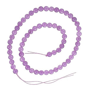 CRAFTHROU Gemstone Charms Circle Beads Gemstone Beads 2 Strings Chalcedony Round Beads Loose Beads Chalcedony Powder Purple Lavender Accessories Crystal Jewelry DIY Kits