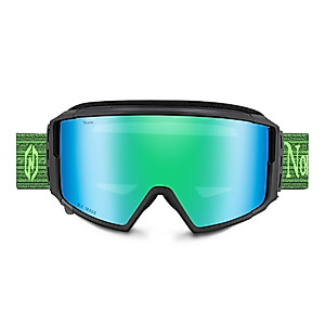Nordik Viking Heated Ski Goggles Winter Snow Goggle ((Matte Black/Green Lens)