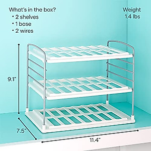 YouCopia UpSpace Water Bottle and Travel Mug Cabinet Organizer, Adjustable Storage Rack for Kitchen Organization, 3-Shelf