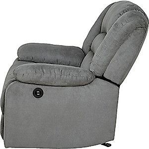 Relaxzen Longstreet Rocker Recliner with Massage, Heat and Dual USB Ports, Microfiber, Gray