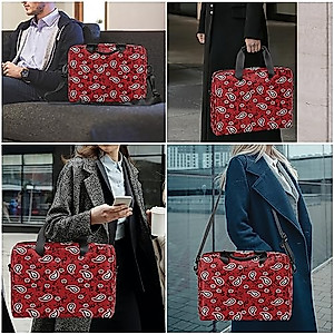 Paisley Red Pattern Laptop Bag for Women Men Business Crossbody Computer Bag Laptop Case Water Resistant Travel Messenger Briefcase with Handle Fits 13 14 15 16 Inch Notebook and Laptop
