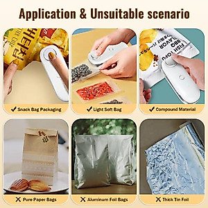 Ansook Mini Bag Sealer with Cutter 2 in 1 Heat Sealers, Portable Food Sealer Mini Sealing Machine Kitchen for Food Storage, Plastic Bag, 3 Adjustable Gears Chip Bag Sealer.