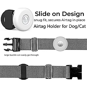 Odnaey Airtag Dog Cat Collar Holder 2 Pack Silicone Pet Collar Case Apple Airtags, Screen Protectors 4 Pcs Used Anti-Lost Case Compatible Cat Dog Collars Loop & Backpack Accessories, M-Black Blue