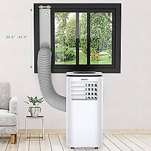 COSTWAY Portable Air Conditioner, 9000BTU Personal Air Conditioner with 2 Wind Speeds, Remote Control, 24H Timer, Window Kit, 350 sq.ft, Smart Portable AC Unit with Sleep Mode, Suitable for Home & Office Use, Energy-saving, White