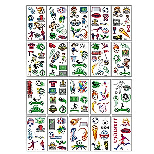 40 Sheets Soccer Tattoos for Kids, Men Women Soccer Temporary Tattoos Fake Tattoos Soccer Stickers for Kids, Soccer Ball Party Favors Decorations Soccer Goodies Soccer Gifts for Girls Boys
