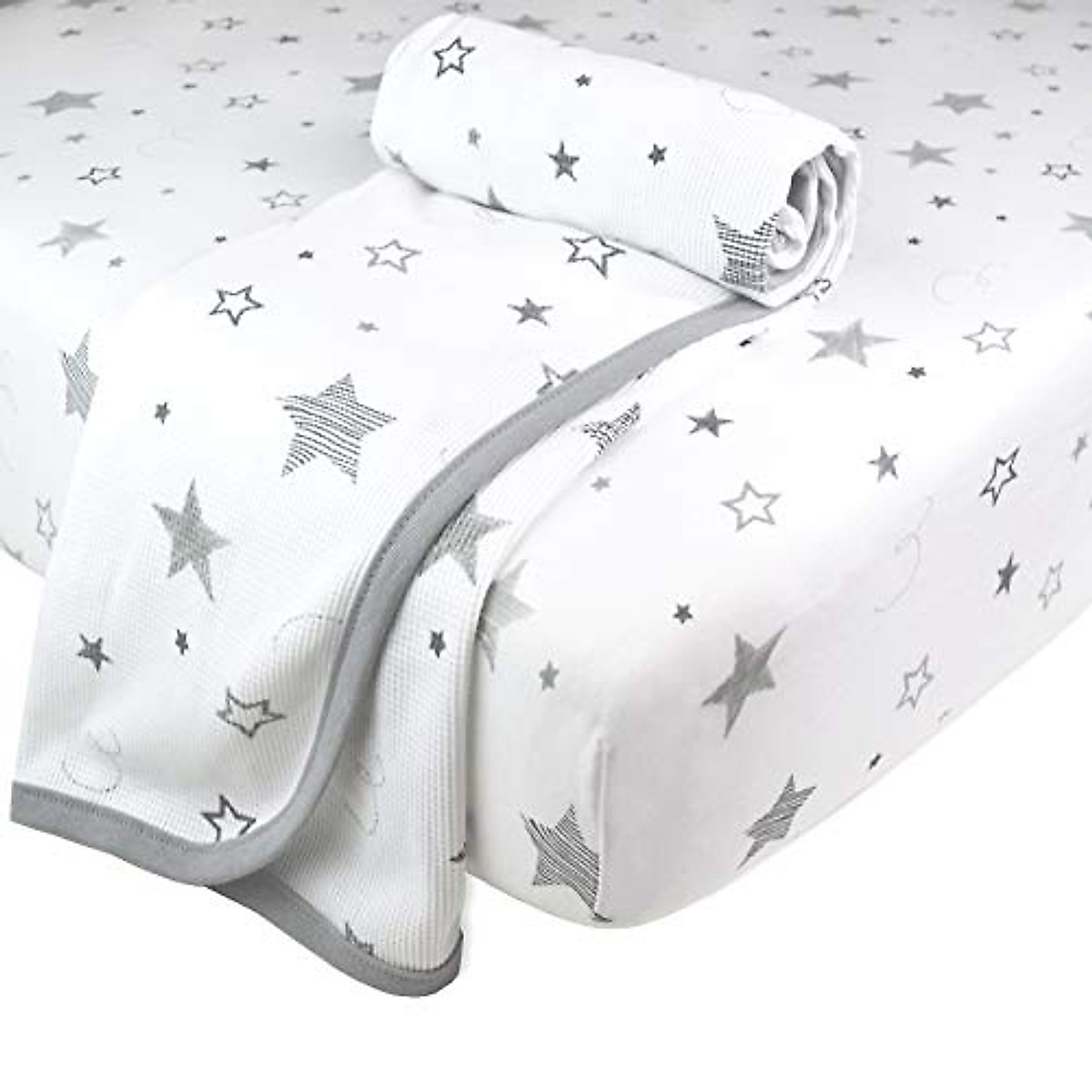 American Baby Company 100% Cotton Thermal Waffle Swaddle Blanket, Soft, Breathable & Stretchy, Super Stars, 30" x 40" for Boys and Girls, Perfect for Swaddling, Travel and Gifting
