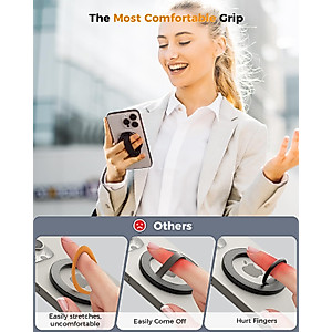 [2025 Newest] SUPERONE for MagSafe Phone Grip for MagSafe Kickstand Compatible with MagSafe Finger Loop, 4-in-1 Phone Ring Holder Strap for MagSafe iPhone 16/15/14/13/12 Series