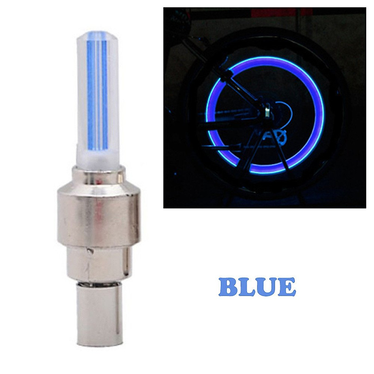 Muranba 2PCS Bike Car Motorcycle Wheel Tyre Valve Cap Flash LED Light Lamp Accessories Blue