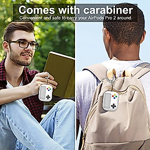Silicone Airpods Pro 2 Case, Game Player Design for Airpods Pro 2 Case 2022, Soft Silicone Protective Case Skin for Apple Airpods Pro 2nd/1st Generation Accesssories with Keychain for Men Women, White
