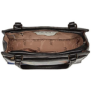 Anna by Anuschka Women's Genuine Leather Large Zip-Top Satchel | Hand Painted Original Artwork | Zip-Top Organizer | Sin City