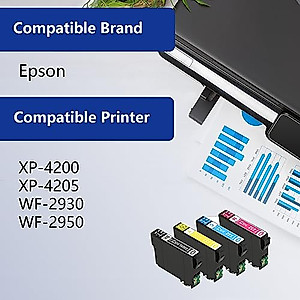 T232XL Ink Cartridge Remanufactured T232 High Capacity Black and Color Combo Ink Cartridge Replacement for Epson Expression Home XP-4200 XP-4205 Workforce WF-2930 WF-2950 Printer(4-Pack)