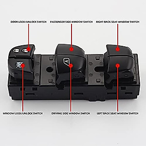 Dasbecan Driver Side Master Power Window Switch Compatible with Nissan Pathfinder/Altima/Frontier/Leaf/Juke 2010-2018 Door Main Control Button Replaces# 25401-3TA5A 25401-1KA0B 25401-3SH1A