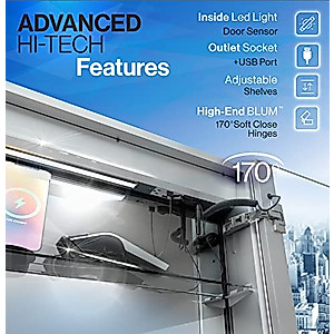 KRISTALLUM Bathroom Mirror Cabinet - 48x32 Surface or Recessed LED Medicine Cabinet with Lights w/Wireless Switch + Anti Fog/Waterproof/Dimmable/ 3 Colors Warm/Natural/White CRI >90, ETL Certified