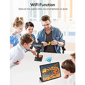 5" Coin Microscope 1200X with 32GB SD Card,Leipan 1080P Wireless LCD Digital Microscope with 8 LED Lights,PC View,Photo/Video Capture for Kids Adults,Compatible with Windows iPhone Android iPad