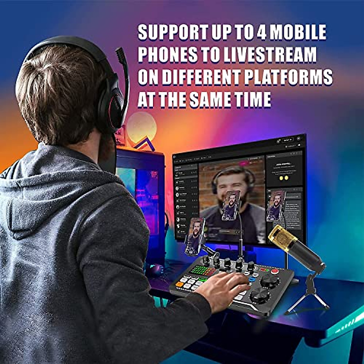 SINWE Podcast Microphone Bundle, BM-800 Condenser Mic with Live Sound Card Kit, Podcast Equipment Bundle with voice changer and Mixer functions for PC Smartphone Studio Recording & Broadcasting