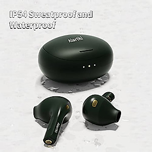 Alarthi Wireless Earbuds,Bluetooth Headphones with Slide Wireless Charging Case,True Wireless Noise Cancelling Earbuds,HiFi Stereo Earphones for Running,Fitness and Work,Frosted Dark Green