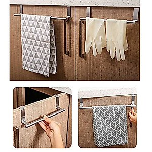 2 Pack Towel Rail Wall Mounted Tea Towel Holder Stainless Steel Bathroom Towel Holder Without Drilling Over The Door Towel Rail for Kitchens and Bathrooms Over The Door Towel Rail