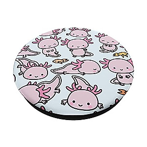 Pink Axolotl Pattern Cute Kawaii Salamander Amphibian PopSockets Swappable PopGrip