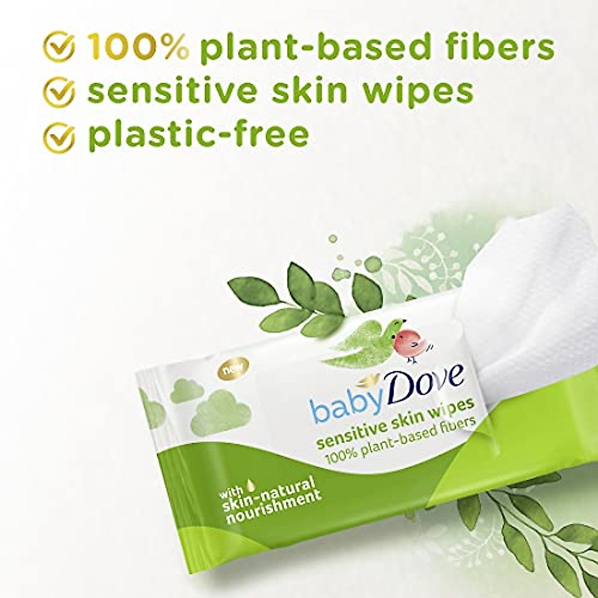 Baby Dove Baby Wipes for Sensitive Skin with 100% Plant-Based Fibers Hypoallergenic 63 Wipes 12 Pack