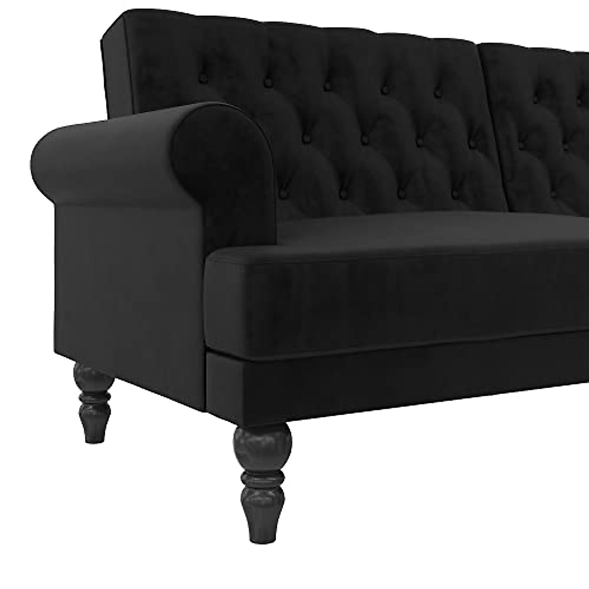 Novogratz Cassidy Upholstered Futon, Black Velvet