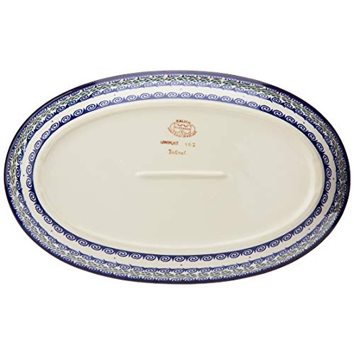 Polish Pottery Ceramika Boleslawiec Platter Karp Cups, Royal Blue Patterns with Blue Pansy Flower Motif, 14-1/8-Inch by 8-7/8-Inch