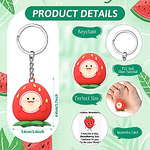 Quelay 30 Sets Positive Inspirational Fruit Keychain Bulk Employee Appreciation Gift Mini Fruit Cards Organza Bag Christmas Gift
